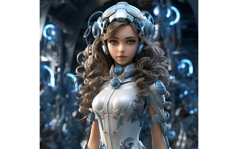Close-up anthropomorphic Female robot Frostpunk Portraiture 113
