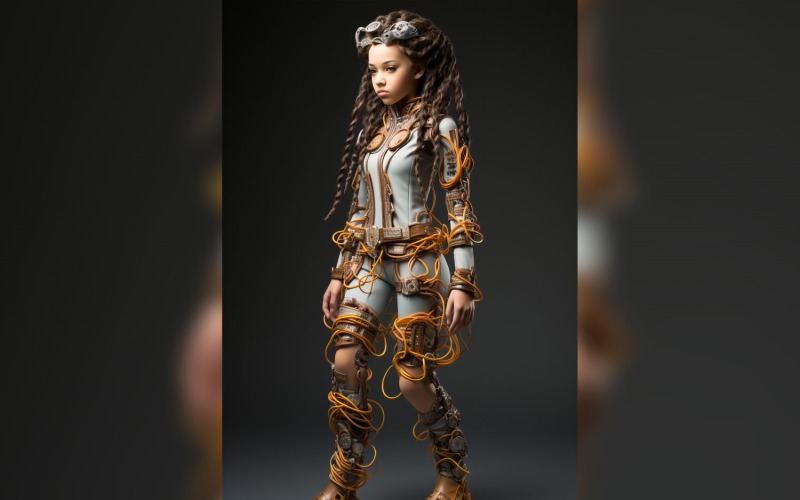 Close-up anthropomorphic Female robot Frostpunk Portraiture 119