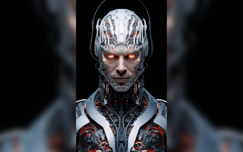 Gros plan anthropomorphe Robot féminin Frostpunk Portraiture 97