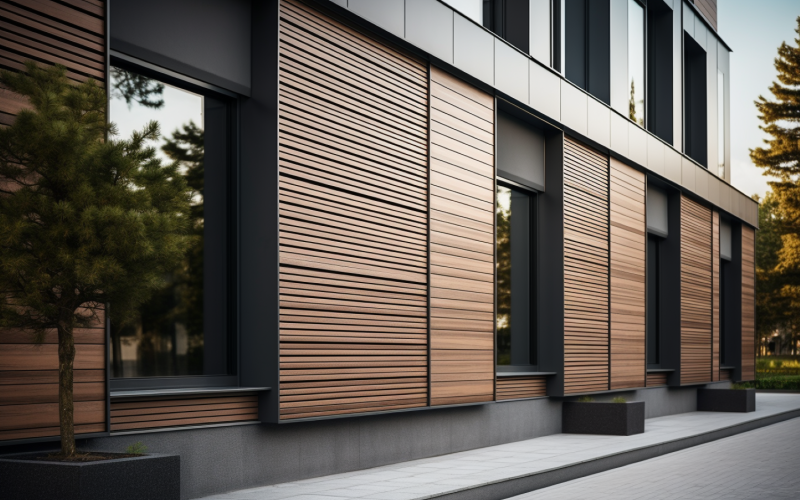 Commercial Wooden Cladding wall Fascia Logo Signage Mockup 332