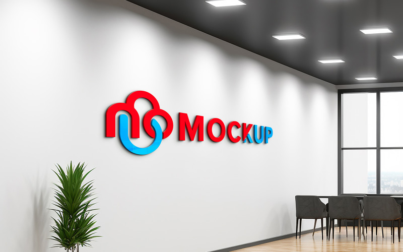 Office lobby room wall logo mockup indoor - TemplateMonster