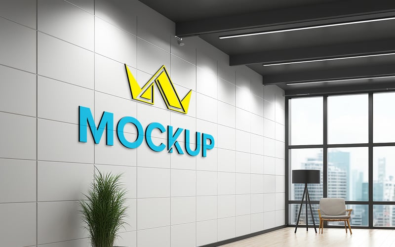 Realistic wall logo mockup psd #419918 - TemplateMonster