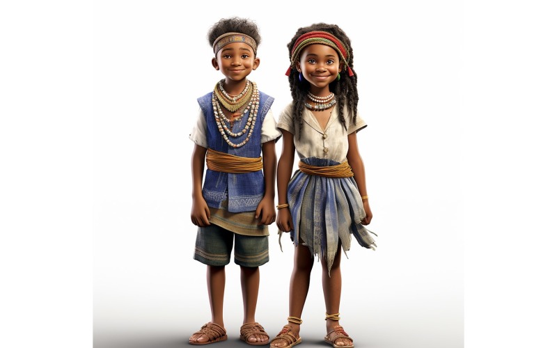 Boy And Girl Couple World Races In Traditional Cultural Dress 171