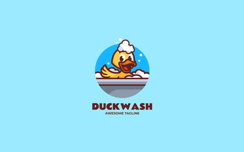 Duck Wash Mascot Cartoon Logo #420452 - TemplateMonster