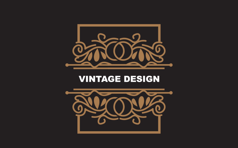 Logotipo de ornamento minimalista com design retrô vintage V15