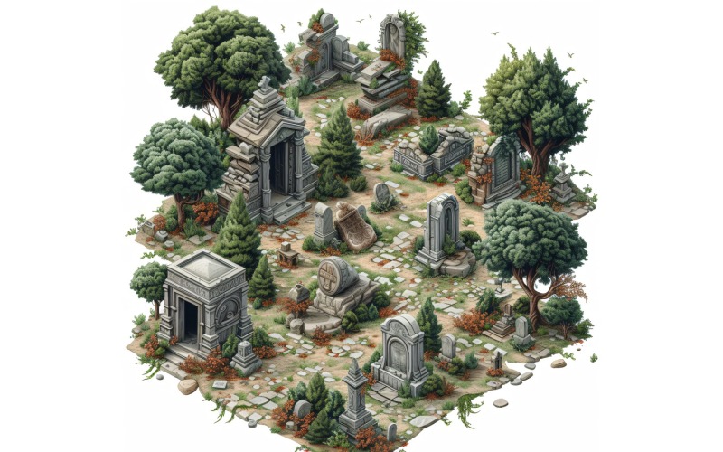Cemetaries Set of Video Games Assets Sprite Sheet 1