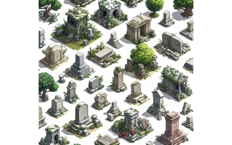 Cemetaries Set of Video Games Assets Sprite Sheet 7