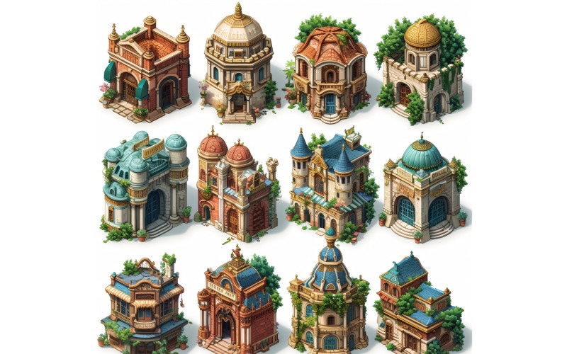 Victorian theater Set of Video Games Assets Sprite Sheet White ...