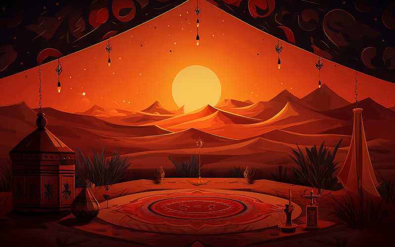 Camping in a hill at moonlit night moonlit - TemplateMonster
