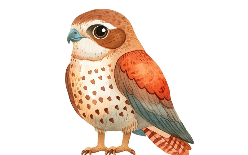 Lindo halcón pájaro bebé acuarela ilustración hecha a mano 2