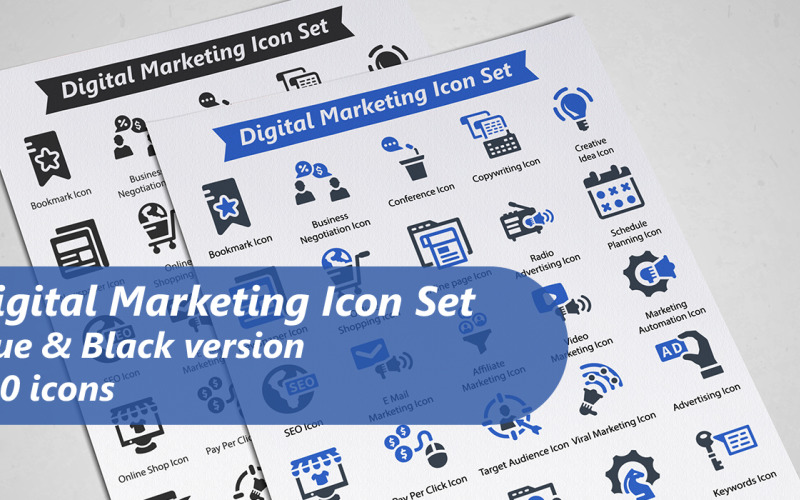 Conjunto de iconos de marketing digital - TemplateMonster