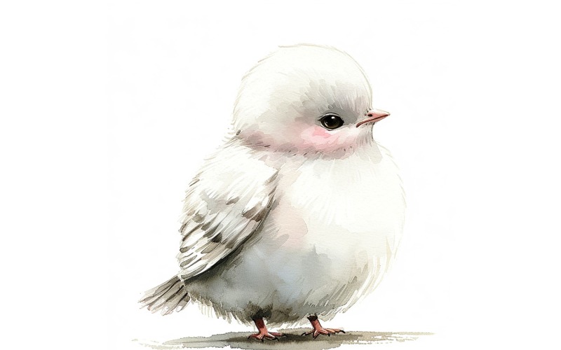 Cute Dove Bird Baby Watercolor Handmade illustration 4
