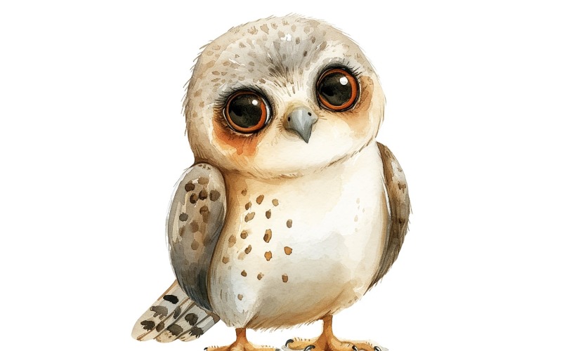 Lindo halcón pájaro bebé acuarela ilustración hecha a mano 2.