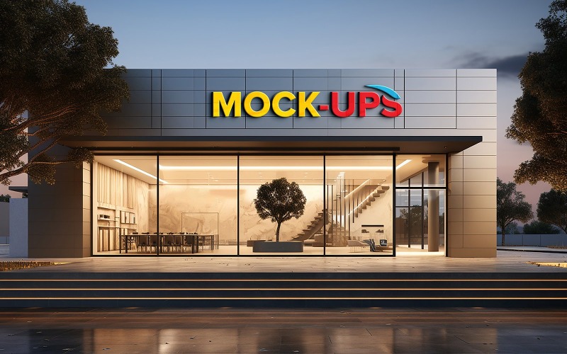 Logo shop sign mockup realistic psd #422391 - TemplateMonster