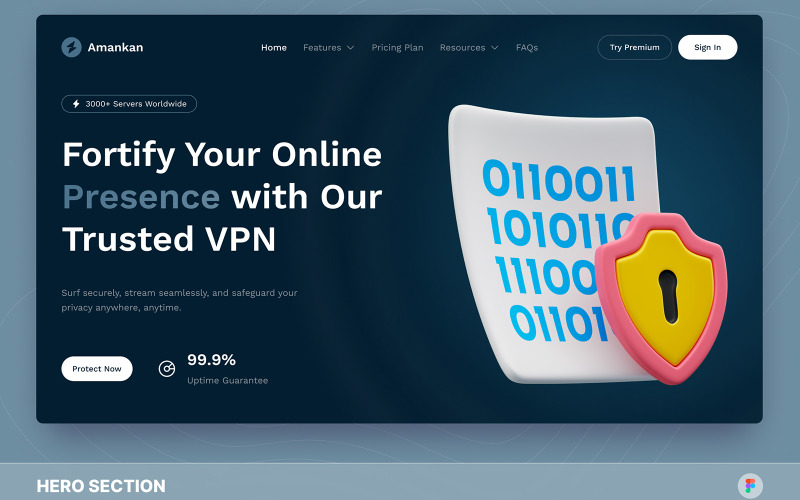 Amankan - VPN Hero Section Figma Template - TemplateMonster