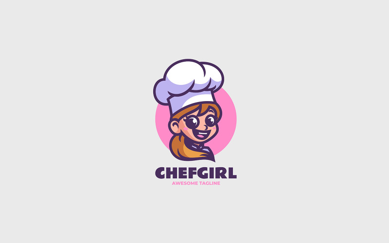 Logo de dessin animé de mascotte de fille de chef 3