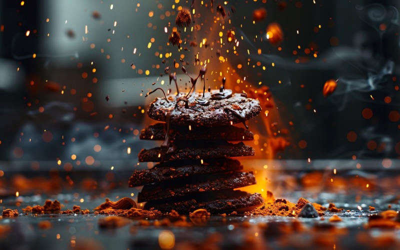 Fire Behind Floating Chocolate chip cookies 150