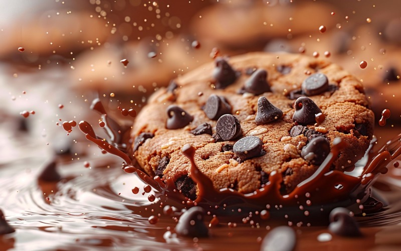 Floating Chocolate chip cookies with Chocolate splashes 167