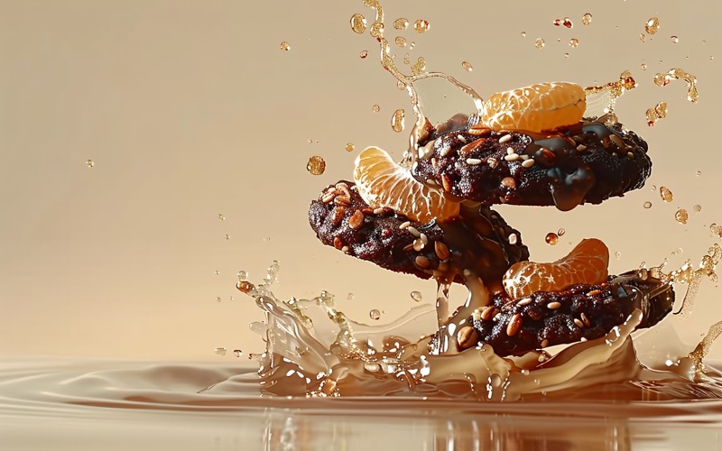 Floating Chocolate chip cookies with oil splashes 138