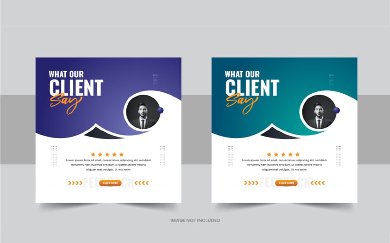 Customer feedback or client testimonial social media post layout