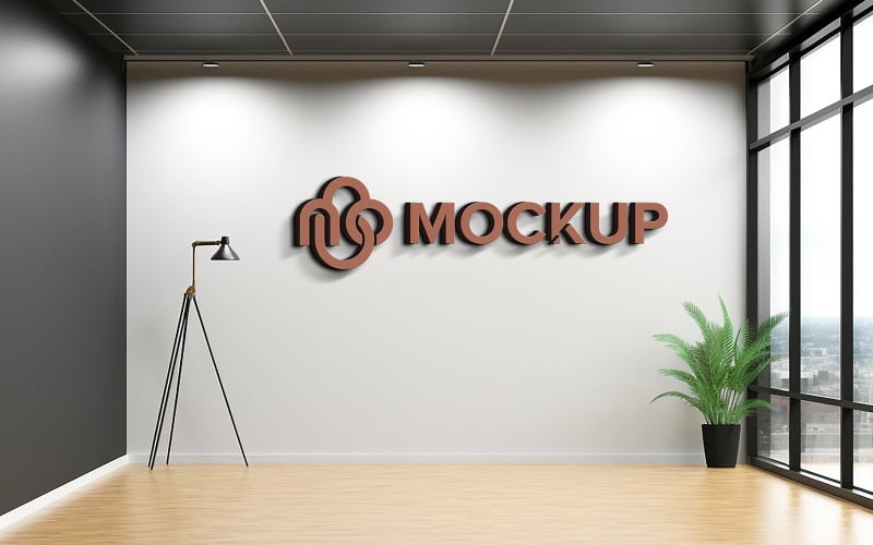 Indoor logo mockup chocolate color psd 3d realistic