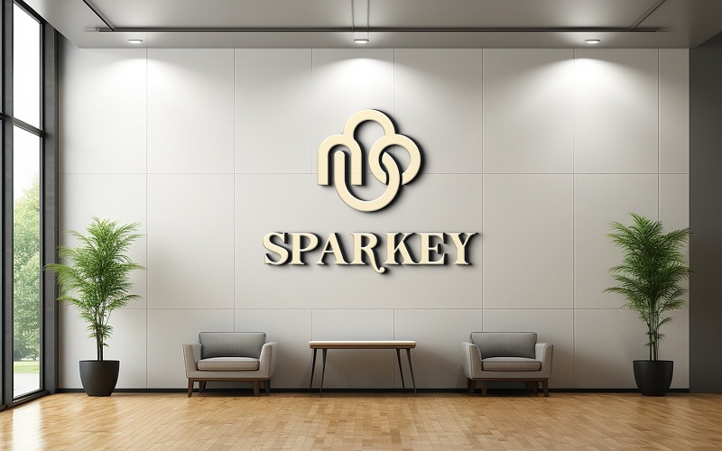 Business wall logo mockup indoor white wall mockup