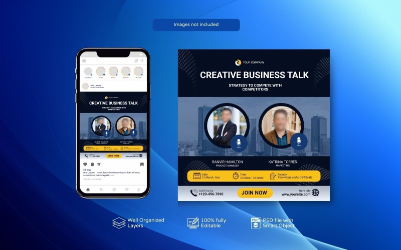 Customizable PSD Templates for Corporate Webinars and Social Media Posts