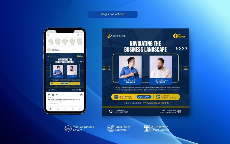 Elegant PSD Templates for Corporate Webinars and Social Media Campaigns ...