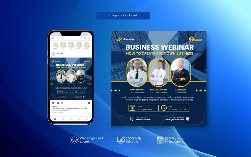 Elegant PSD Templates for Corporate Webinars and Social Media Campaigns