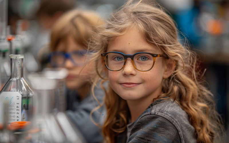 Kids Young scientists conducted experiments in school's lab 301