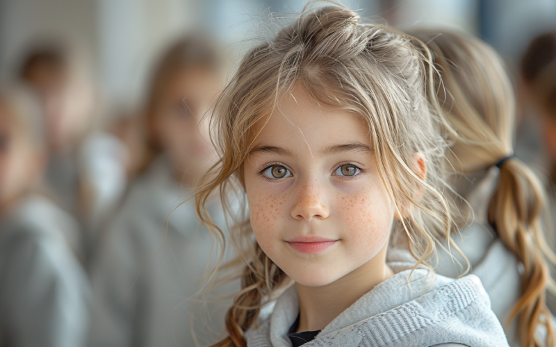 Kids wearing school uniform white shirts and grey pants 378