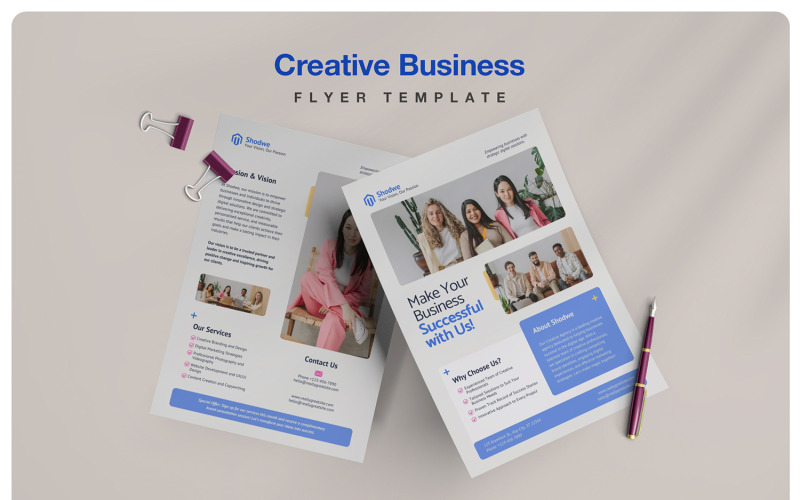 Modèle de flyer d'entreprise créative double face