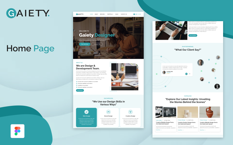 Gaiety Multipage Portfolio Figma Template - TemplateMonster