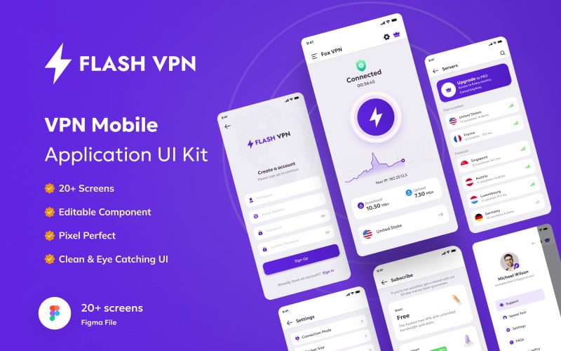 VPN Mobile App UI Design Elements #424871 - TemplateMonster