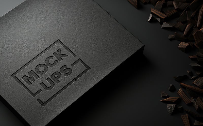 Paper box logo mockup with debossed effect - TemplateMonster