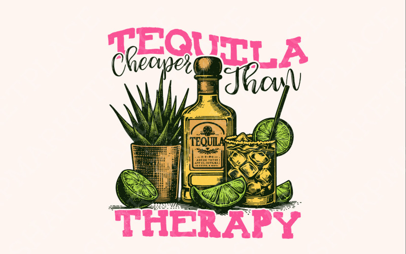 Tequila Therapy PNG, Summer Tequila Sublimation, Beach Vibes, Retro ...