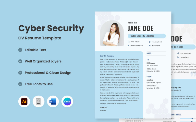CV Resume Cyber Security V5 #426385 - TemplateMonster
