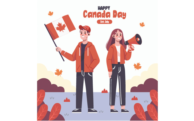 Drapeau canadien ondulant pour célébrer la fête du Canada Illustration