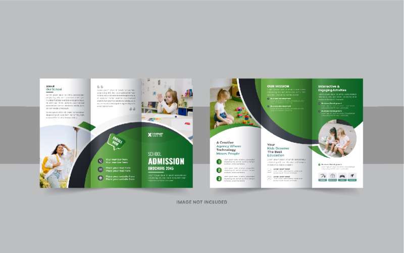 Kids back to school admission or Education trifold brochure layout ...