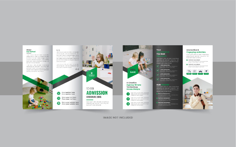 Kids back to school admission trifold, Admission tri fold brochure ...
