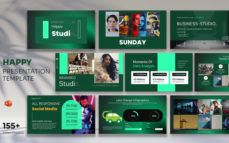 Mutlu Stüdyo Planı PowerPoint Sunum Şablonu - TemplateMonster