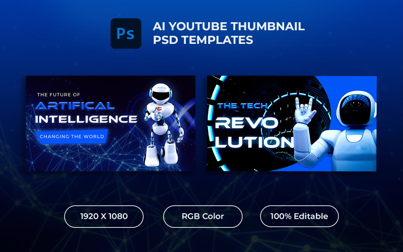 AI - YouTube Thumbnail Templates #427011 - TemplateMonster