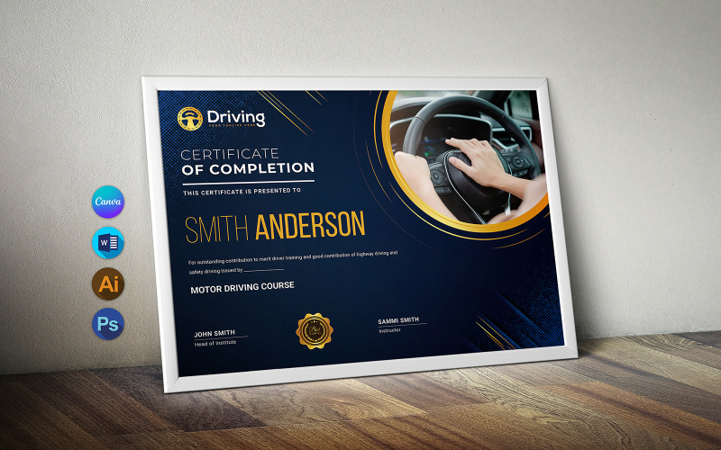 Canva Driving Training Certificate #427033 - TemplateMonster