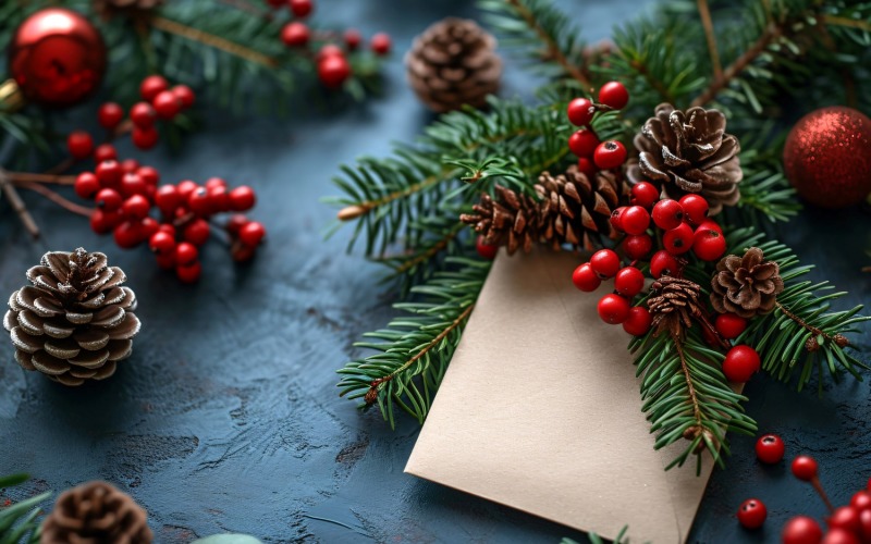 White Paper Card On Leaves & Fine Cone Design Mockup 89