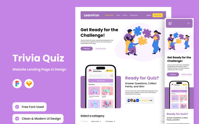LearnFun - Trivia Quiz Landing Page V2 - TemplateMonster