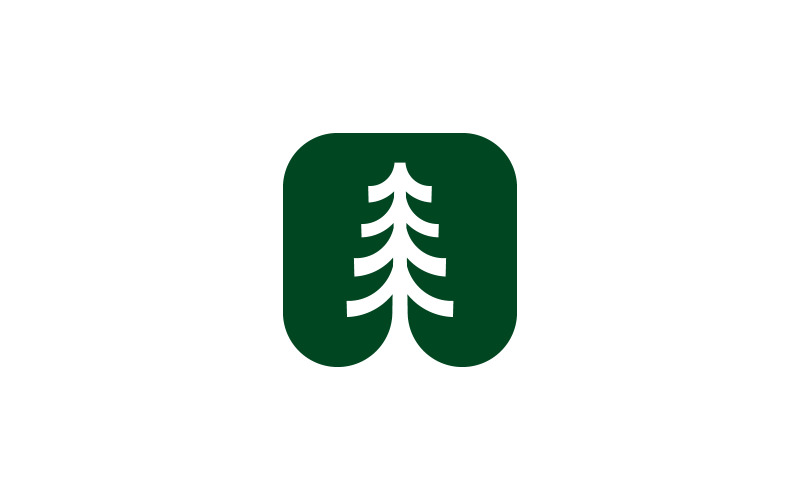 Modelo de logotipo de pinheiro. Ícone abstrato de pinheiro V9
