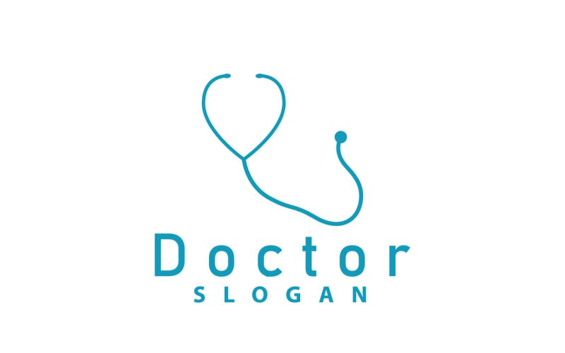 Stethoscope Logo Line Model Health Care DesignV3