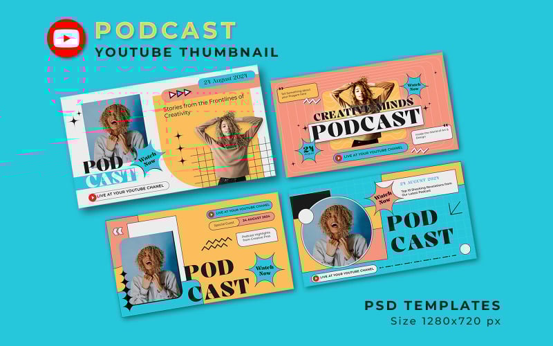 Podcast YouTube Thumbnail Template #428147 - TemplateMonster