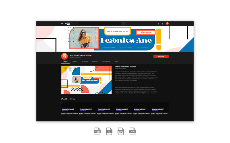 Creative YouTube Cover Template 9 #428257 - TemplateMonster