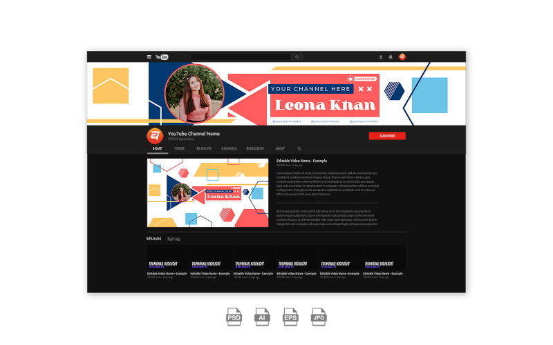 Modern YouTube Cover Template 1 #428926 - TemplateMonster